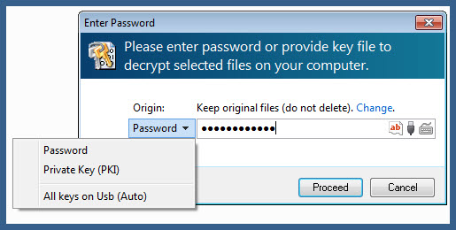 AEP PRO 5.72 - New file decryption window.